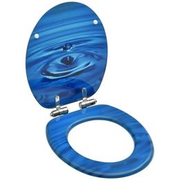 HOMMOO - Toilettensitz Soft-Close-Deckel mdf Blau Wassertropfen-Design