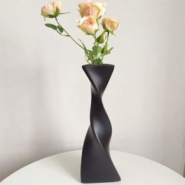 LONGZIMING Bodenvase, schwarze, matte Keramikvase für Tulpen/Pampasgras, moderne schlichte Blumenvase, Vasen für Tischdekoration/Fensterdekoration, schwarze Vase