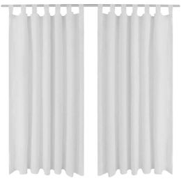 HOMMOO Vorhänge Gardienen aus Satin 2-teilig 140 x 225 cm Weiß