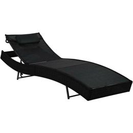 Sonnenliege mit Auflage Poly Rattan Schwarz VD28905 - HOMMOO