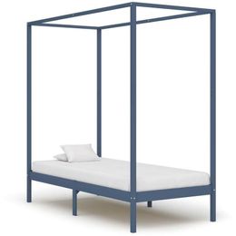 HOMMOO Himmelbett-Gestell Grau Massivholz Kiefer 100 x 200 cm VD24165