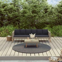 HOMMOO 2-tlg. Garten-Lounge-Set mit Auflagen Poly Rattan Beige YQvidaXL3059329DE