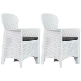 Gartenstühle 2 Stk. mit Kissen Weiß Kunststoff Rattan-Optik VD29728 - HOMMOO