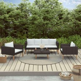 HOMMOO 4-tlg. Garten-Lounge-Set mit Auflagen Poly Rattan Schwarz YQvidaXL3059334DE