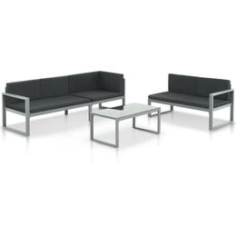 Garten-Sofagarnitur 3-tlg. mit Kissen Aluminium Schwarz VD28641 - HOMMOO