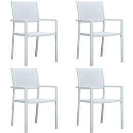 Gartenstühle 4 Stk. Weiß Kunststoff Rattan-Optik VD30265 - HOMMOO