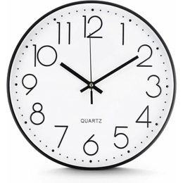 LONGZIMING 30 cm Wandpendeluhr, Quarz-Wanduhr, leise, geräuschlose Uhr mit übergroßen Zahlen, für Wohnzimmer, Schlafzimmer, Büro, Cafeteria, Restaurant,
