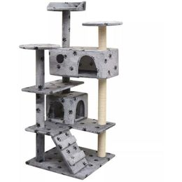 HOMMOO Katzen-Kratzbaum 125 cm Pfoten-Aufdruck Grau