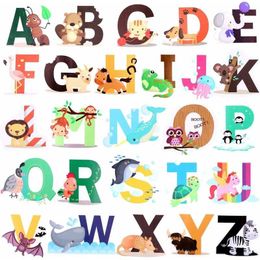 LONGZIMING ABC-Wandaufkleber mit englischem Alphabet, Kinderzimmer-Aufkleber, Tier-Wandaufkleber, Baby-Kinderzimmer, Kinderzimmer, Wohnzimmer, Wanddekoration