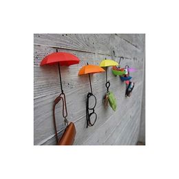 LONGZIMING Packung mit 6 Schlüsselanhänger-Regenschirmen und Aufbewahrungstasche mit Wandhalterung – praktische Ästhetik und Design-Dekoration
