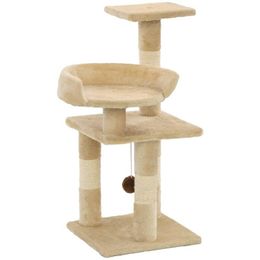 LONGZIMING Katzen-Kratzbaum mit Sisal-Kratzsäulen 65 cm Beige