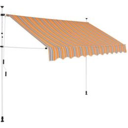 Einziehbare Markise Handbetrieben 300 cm Gelb/Blau Gestreift VD27591 - HOMMOO