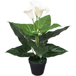 LONGZIMING - Künstliche Calla-Lilie mit Topf 45 cm Weiß