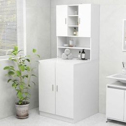 LONGZIMING Waschmaschinenschrank Weiß 70,5x25,5x90 cm