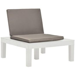 LONGZIMING Garten-Lounge-Stuhl mit Sitzpolster Kunststoff Weiß
