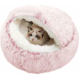 LONGZIMING Beruhigendes Bett in Donut-Form, warmer und weicher Plüsch mit bequemer, rutschfester Schwammunterseite für kleine und mittelgroße Haustiere, die