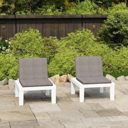 LONGZIMING - Gartenstühle mit Auflagen 2 Stk. Kunststoff Weiß