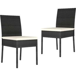 HOMMOO Garten-Essstühle 2 Stk. Poly Rattan Schwarz YQvidaXL315106DE