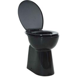Hohe Spülrandlose Toilette Soft-Close 7cm Höher Keramik Schwarz - HOMMOO