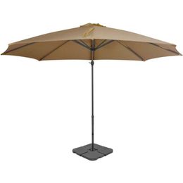 LONGZIMING Sonnenschirm mit Schirmständer Taupe