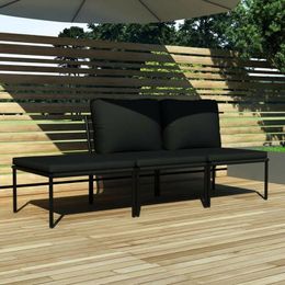 HOMMOO 3-tlg. Garten-Lounge-Set mit Auflagen Schwarz pvc YQvidaXL48593DE