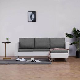3-Sitzer-Sofa mit Kissen Weiß Kunstleder VD23487 - HOMMOO