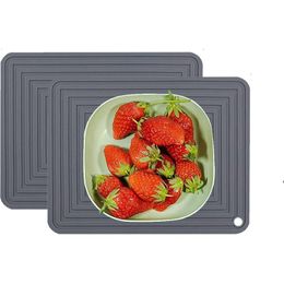 Silikon-Pfannenpad, quadratisch, verdicktes Wärmeisolationspad für Küche, Multifunktions-Wärmepad, Grau