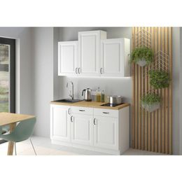 Küchen Preisbombe - Landhaus Küche Stilo Weiß 150 cm Küchenzeile Küchenblock Einbauküche Singleküche
