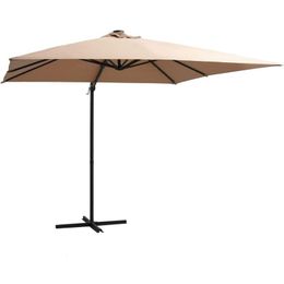 LONGZIMING Ampelschirm mit LED-Leuchten und Stahlmast 250 x 250 cm Taupe