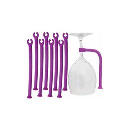 Glashalter Spülmaschinenfest 8er Set Violett - Silikon Weinglashalter Spülmaschinenfest - Sicher saubere Marasmius Gläser ohne Polieren - Küchenhelfer