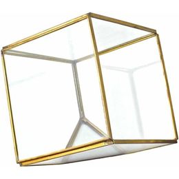 Glas-Blumentopf mit geometrischen Glaswürfeln für Terrarium, Heimdekoration, fleischiger Pflanzen-Blumentopf – Kupfer LONGZIMING