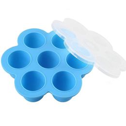 Amirror Smart Ug - Babynahrungsbehälter Gefrierbehälter – 7 Vorratsgläser, Eisform mit Silikondeckel, 1er-Set behälter (Blau)