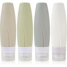 LONGZIMING Leere Silikon-Reiseflasche, 4-teiliges 90-ml-Set, kleine tragbare, auslaufsichere Reiseflasche, TSA-zugelassener Kosmetikbehälter für Shampoo, Lotion