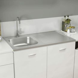 LONGZIMING Küchenspüle mit Abtropfset Silbern 1000x600x155 mm Edelstahl