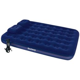 LONGZIMING Bestway Luftbett mit Kissen & Luftpumpe Beflockt 203×152×22 cm 67374