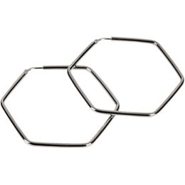 modabilé Paar Creolen Schmuck Geschenk Silber 925 Ohrringe Hexagon (inkl. Putztuch), grau