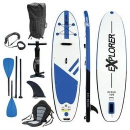 Inflatable SUP-Board EXPLORER "Ocean 10‘8“ Aufblasbares Stand Up Paddle Set (325x84x15cm)" Wassersportboards Gr. 325 cm, blau Stand Up Paddle