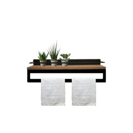 Starhome Handtuchhalter "elegance". Schwarz matt mit Ablagefläche für Badezimmer