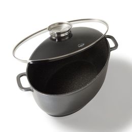 Stoneline® Gourmet Bräter oval mit Aroma-Glasdeckel