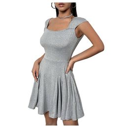 BlauWave Jerseykleid Damen Bodycon Kleid mit quadratischem Ausschnitt und gekreuztem Rücken (1-tlg)