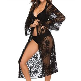 AFAZ New Trading UG Strandkleid Damen Crochet Kimono Cardigan Bikini Cover Up Loose Lange Boho Bikini (1-tlg)