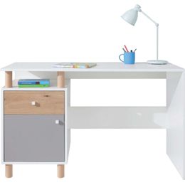 Stylefy Schreibtisch Donna Weiß Hochglanz Eiche Artisan Hochglanz Grau (Computertisch