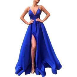 BlauWave Wickelkleid Damen Sexy Slim Fit Neckholder Kleid Deep V Split Party Abendkleid (1-tlg.