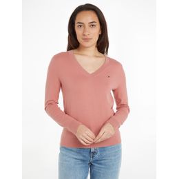 V-Ausschnitt-Pullover Tommy Hilfiger Gr. L (40), rosa (teaberry blossom) Damen Pullover V-Pullover