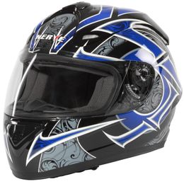 Nerf Motorradhelm NERVE "NH2013" Helme Gr. L Kopfumfang: 59 cm - 60 cm, blau (blau, schwarz, grau) Motorradhelme