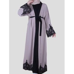 Aymasal Maxikleid Kimono Almas Abaya Kaftan Cardigan islamische Kleidung Gebetskleidung Verzierungen an den Ärmeln und am Unterteil