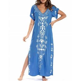 AFAZ New Trading UG Strandkleid Damen Kurzarm Bikini Strandkleid Side Split Beach Kaftan Kleid