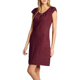 Caspar Sommerkleid SKL020 knielanges Damen Sommer Leinenkleid mit eleganter Metallspange