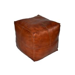 Casa Moro Pouf Orientalisches Leder-Sitzkissen Sunyata braun 45x45x45cm Handgefertigt (Echt-Leder Sitz-Hocker quadratisch)