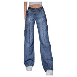 AFAZ New Trading UG Stretch-Jeans Damen Hohe Taille Jeans Hose Boyfriend Damen Hosen Loose Freizeithose